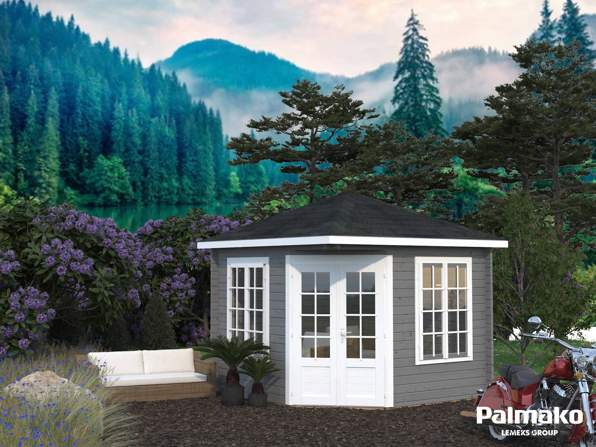 Palmako Melanie 3.3m x 3.3m Corner Log Cabin