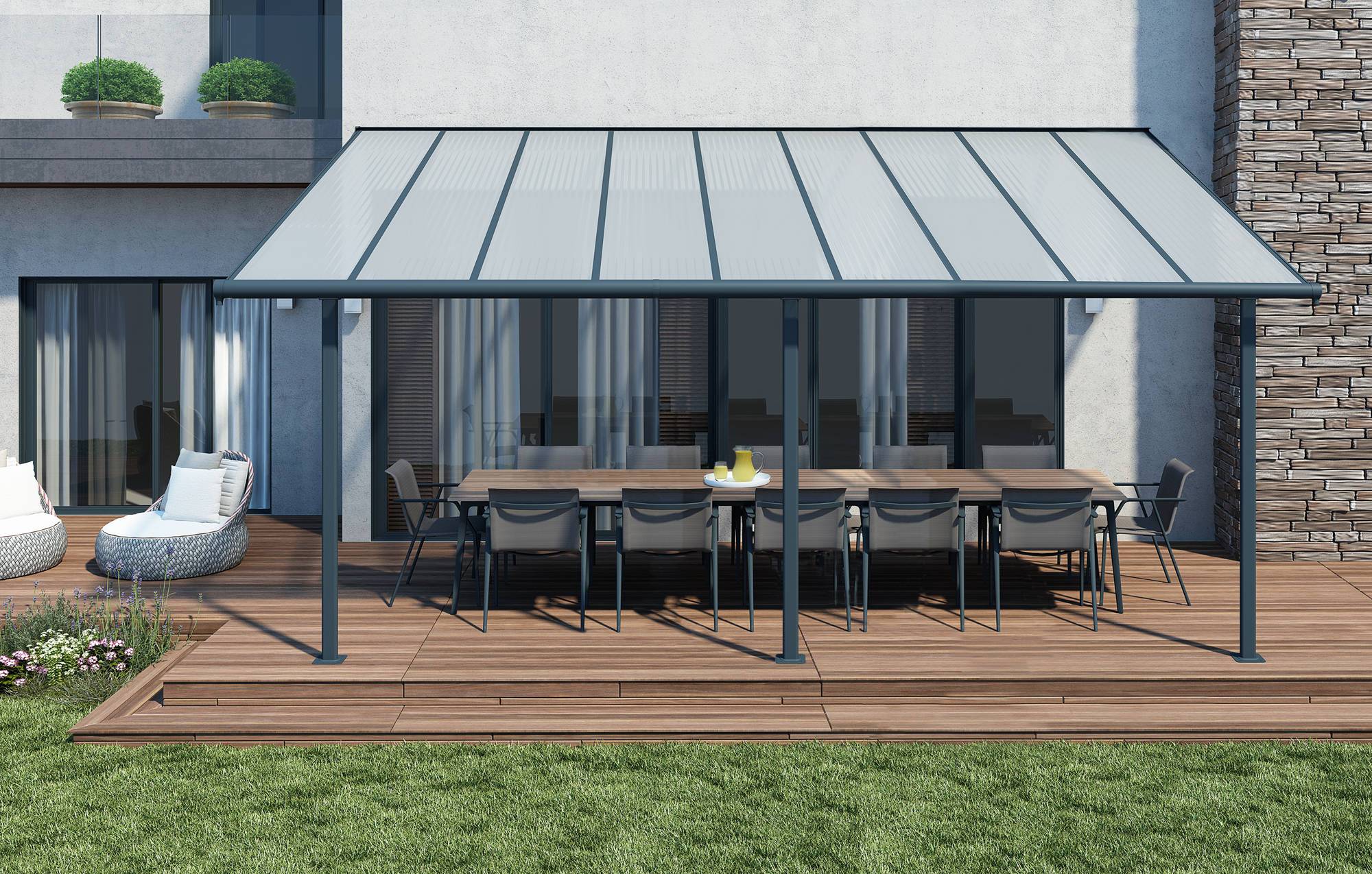 Palram Canopia Olympia 3m x 7m Patio Cover Grey