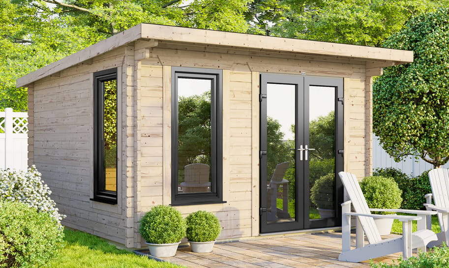 Power 12x10 Pent Log Cabin 44mm | British Made