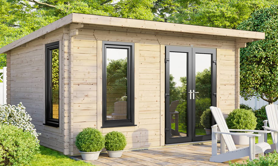 Power 14x10 Pent Log Cabin 44mm | British Made