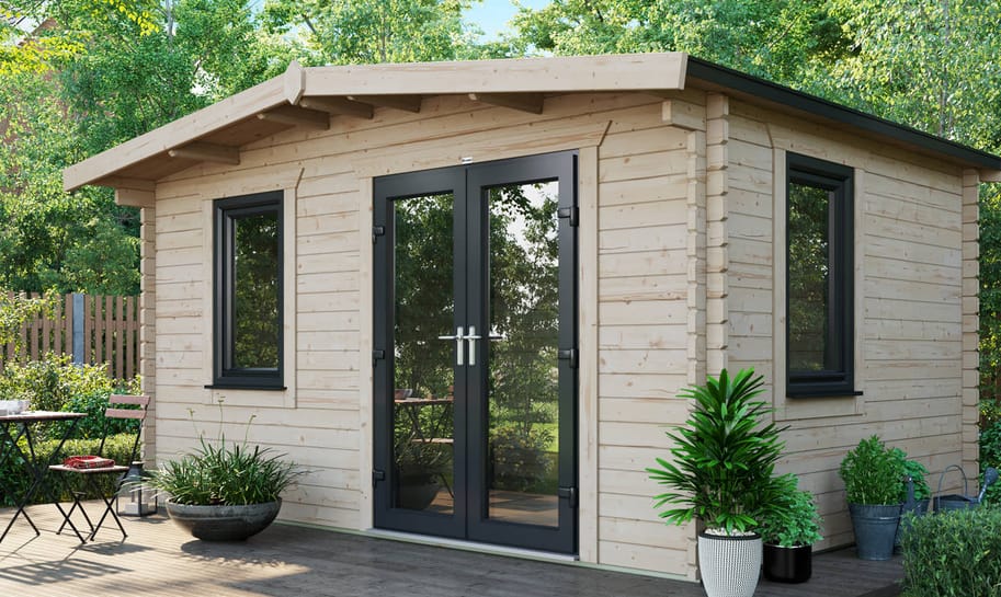 Power 10x14 Chalet Log Cabin 44mm | British Made