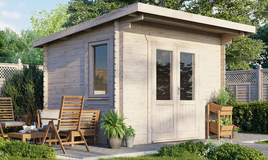 Power 12x10 Pent Log Cabin 28mm | British Made