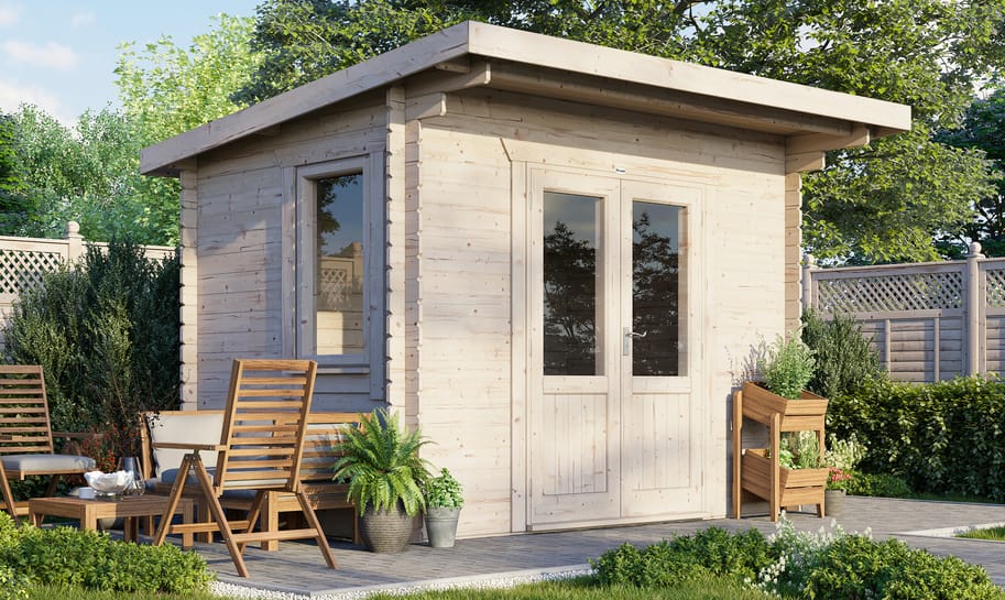 Power 12x8 Pent Log Cabin 28mm | British Made
