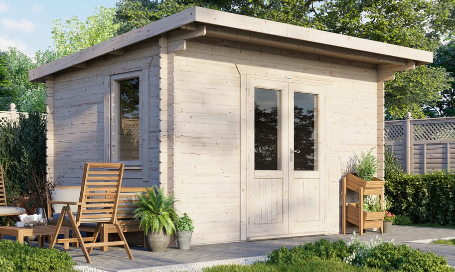 Power 14x10 Pent Log Cabin 28mm | British Made