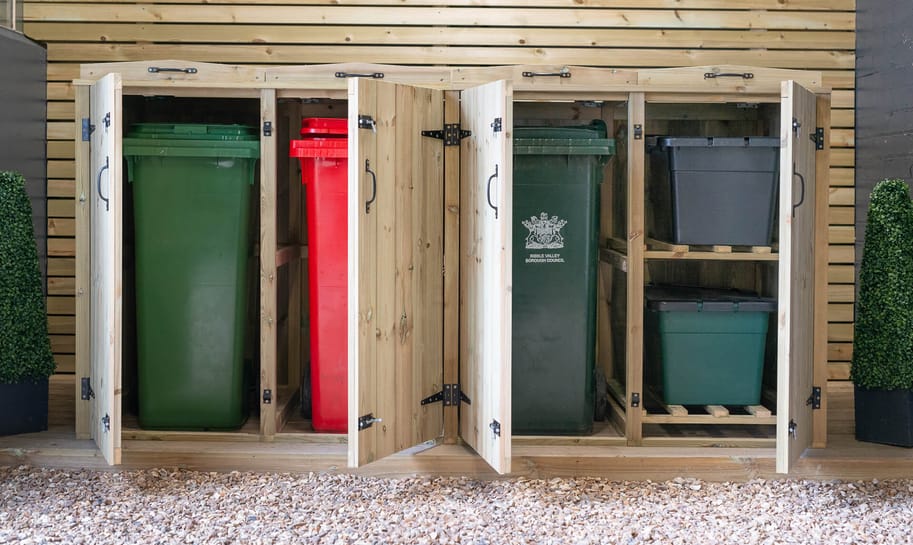 Garden Village Triple Wheelie Bin & Double Recycle Box Store 240 Litre