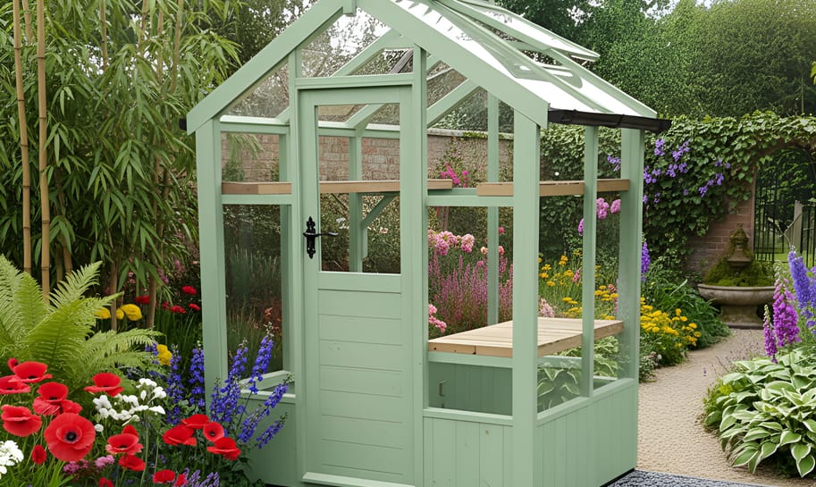 Swallow Robin 5x4 Painted Wooden Greenhouse