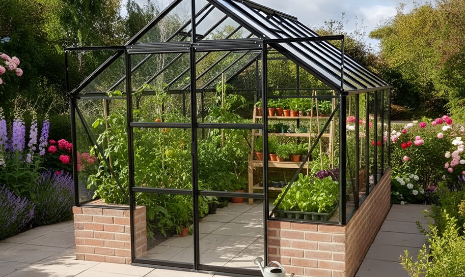 Vitavia Cassandra Dwarf Wall Greenhouse | 8ft Wide Orangery