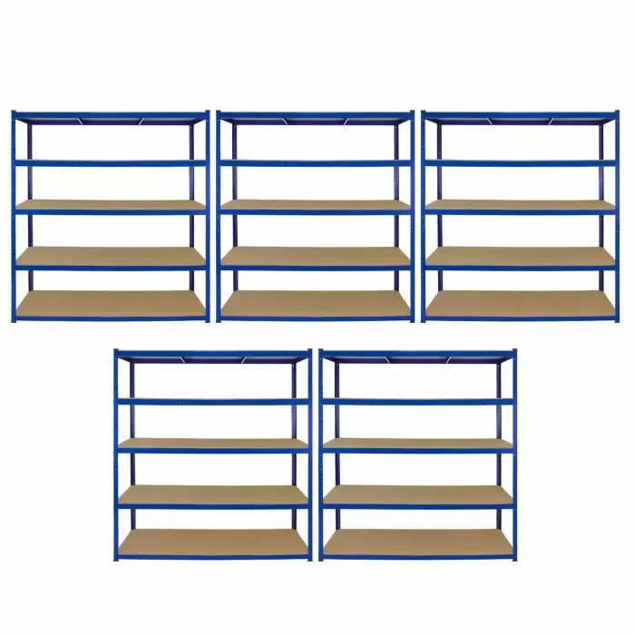 Bulldog 160cm x 60cm 5 Tier Shelving in Blue Set of 5